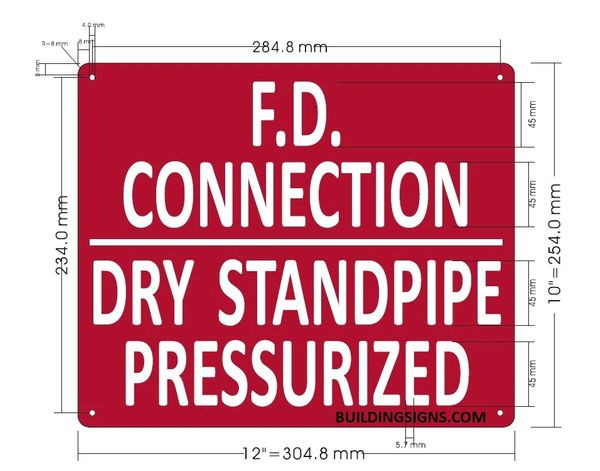 FD CONNECTION DRY STANDPIPE PRESSURIZED SIGN
