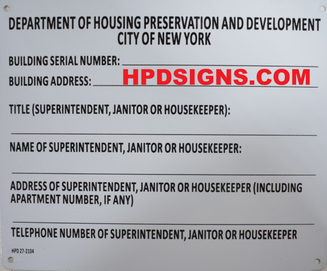 HPD Serial Number Signage HMC §27-2104