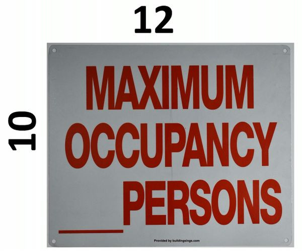MAXIMUM OCCUPANCY _ PERSONS Sign
