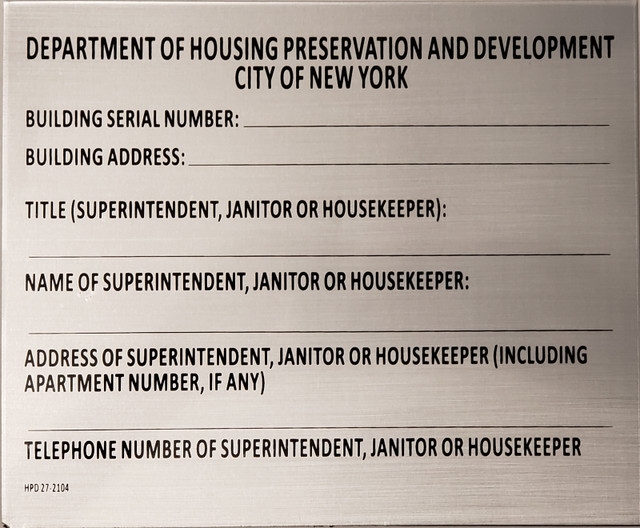 HPD Serial Number Signage HMC §27-2104