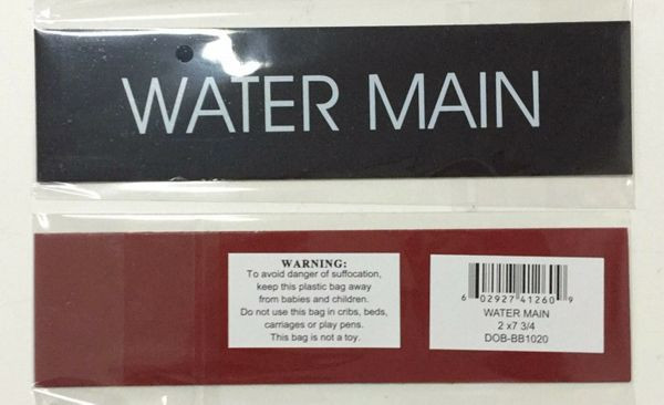 WATER MAIN SIGN - BLACK