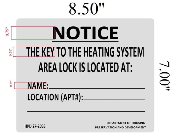 Key to The Heating System Sign