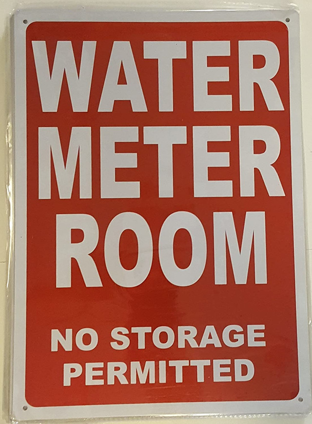 WATER METER ROOM SIGN (Red, Reflective !!, ALUMINIUM )