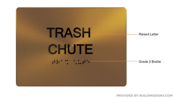 TRASH CHUTE SIGN- Tactile Signs