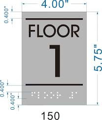 Floor number one (1) Sign -Tactile Signs BRAILLE-( Heavy Duty ...