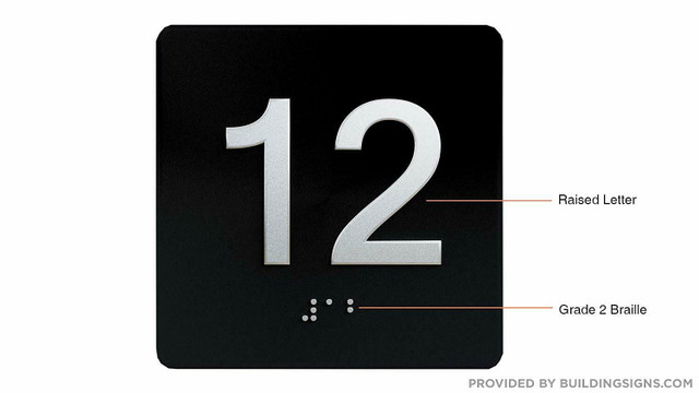12TH Floor Elevator Jamb Plate Sign with Braille and Raised Number ...