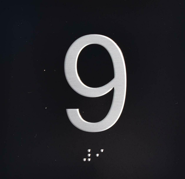 9TH Floor Elevator Jamb Plate Sign with Braille and Raised Number ...
