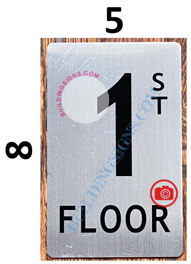 1ST FLOOR SIGN- SILVER (ALUMINUM SIGNS 8x5) - HPD-SIGNS.COM
