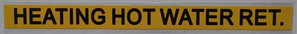 HEATING HOT WATER RET. SIGN (STICKER) YELLOW