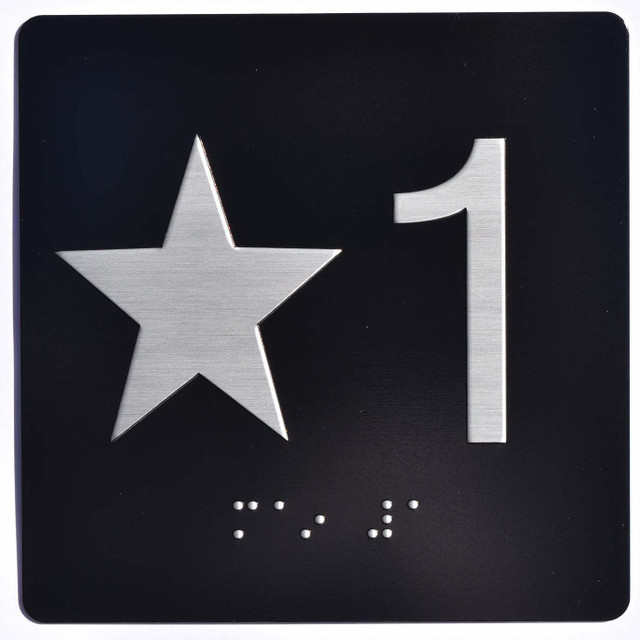 Elevator JAMB Plate with Braille - Elevator Floor Number Brush BLACK ...
