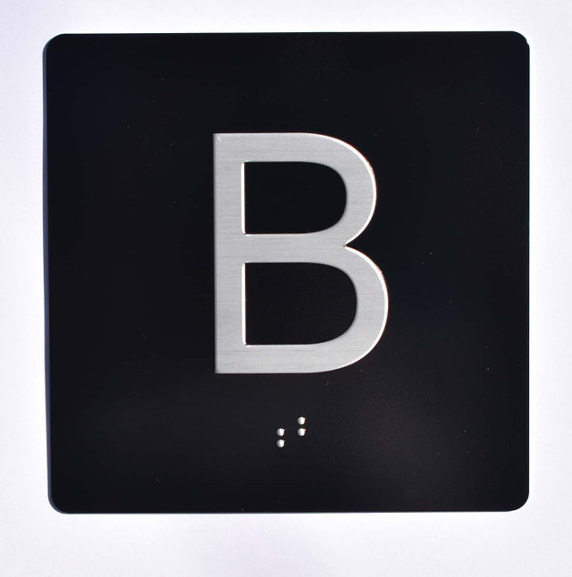 Elevator JAMB Plate with Braille - Elevator Floor Number Brush BLACK (B ...