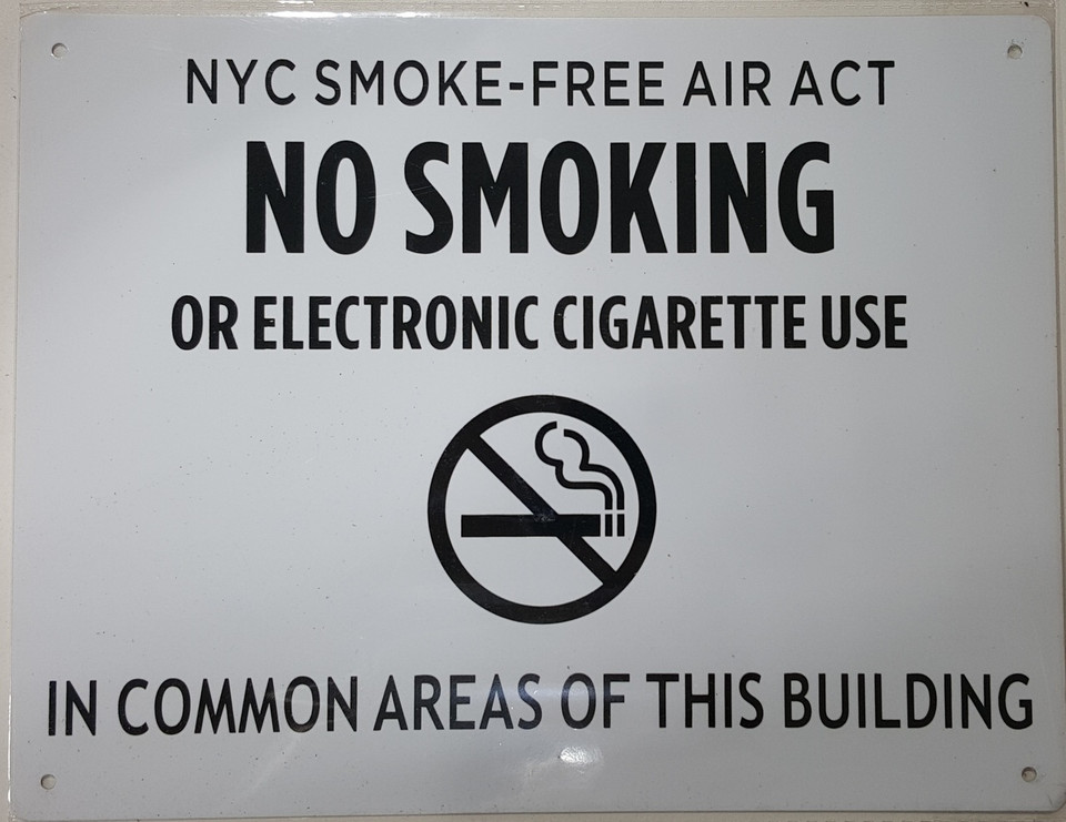 YC Smoke free Act Sign "No Smoking or Electric cigarette Use" - IN ...