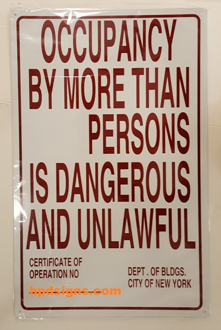 MAXIMUM OCCUPANCY _ PERSONS Sign