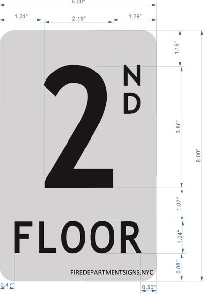 FLOOR NUMBER Sign - 2ND FLOOR Sign