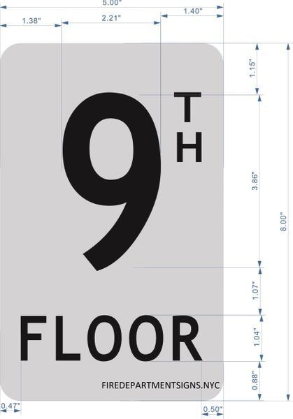 FLOOR NUMBER Sign - 9TH FLOOR Sign
