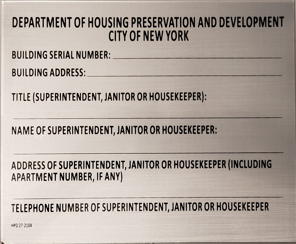 HPD Serial Number Signage HMC §27-2104