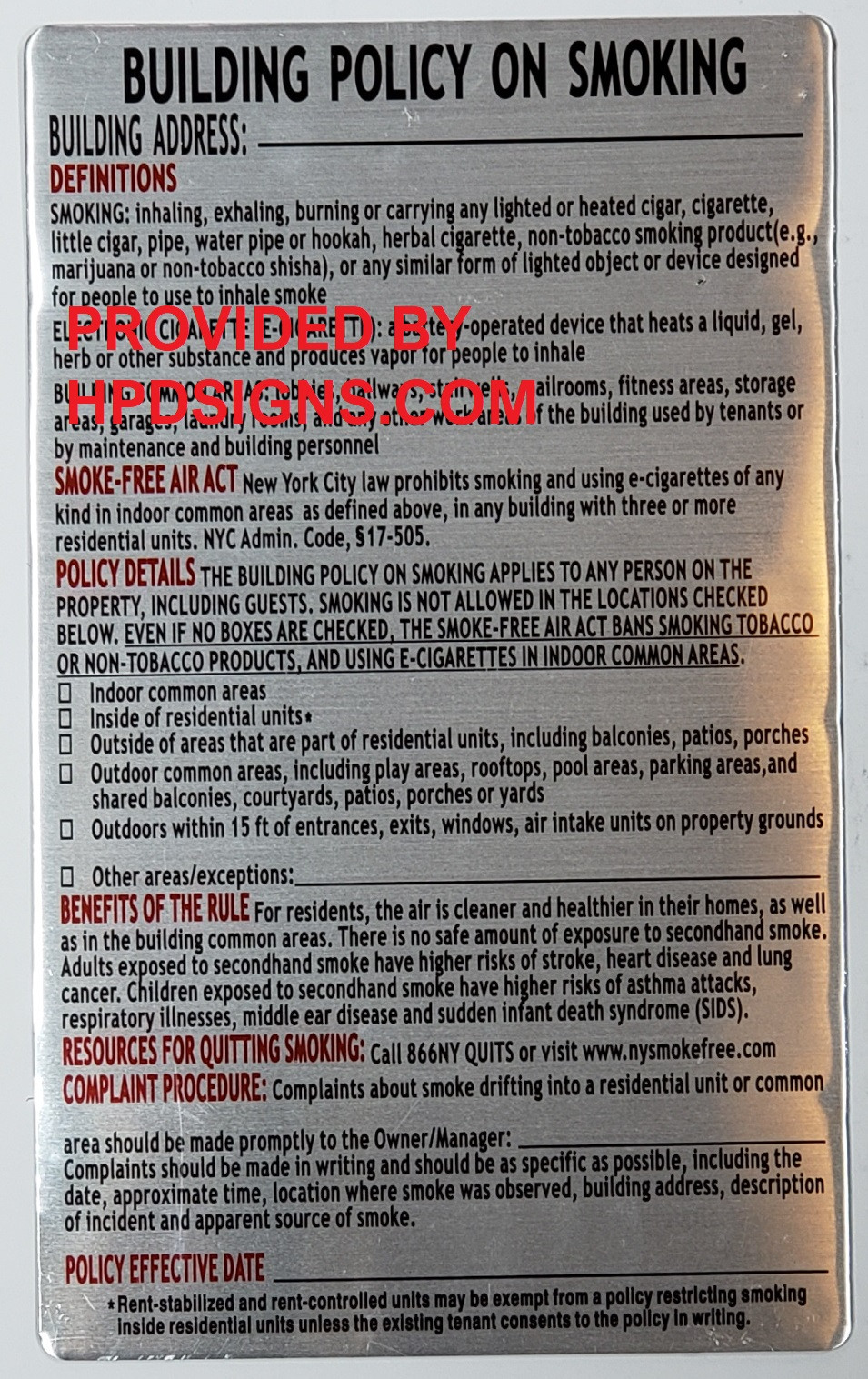 HPD-SIGNS.COM THE OFFICIAL SITE FOR ALL HPD SIGNAGE