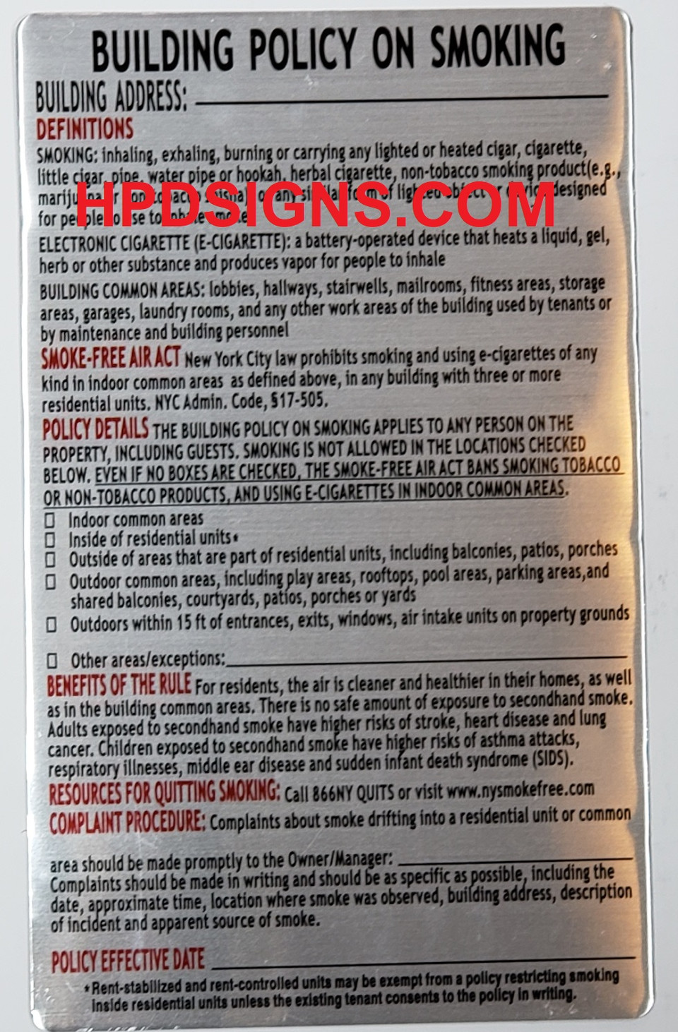 HPD-SIGNS.COM THE OFFICIAL SITE FOR ALL HPD SIGNAGE