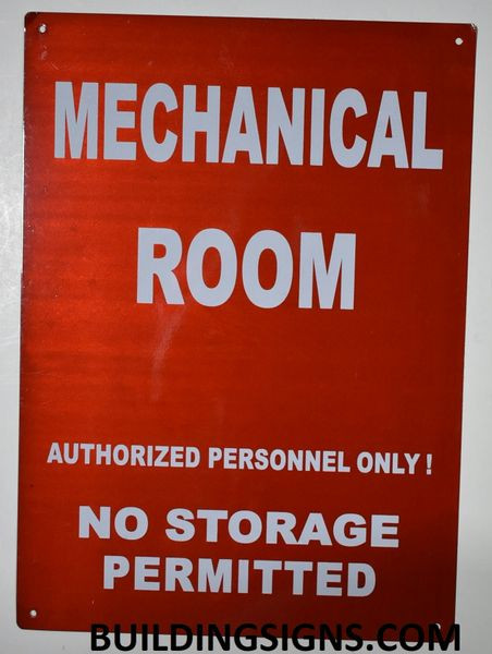 Mechanical Room Sign- RED - (Reflective !!! Aluminum)