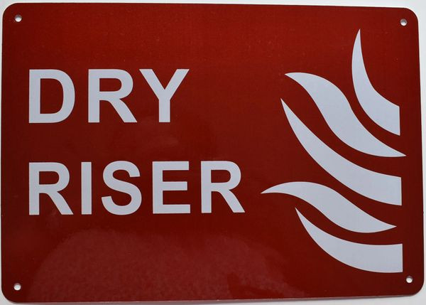 DRY RISER SIGN- RED BACKGROUND (ALUMINUM SIGNS 7X10)