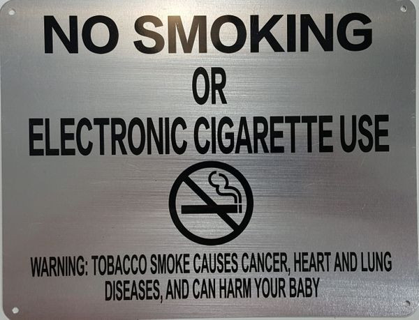 THE NEW NYC Smoke free Act Sign "No Smoking or Electric cigarette Use ...