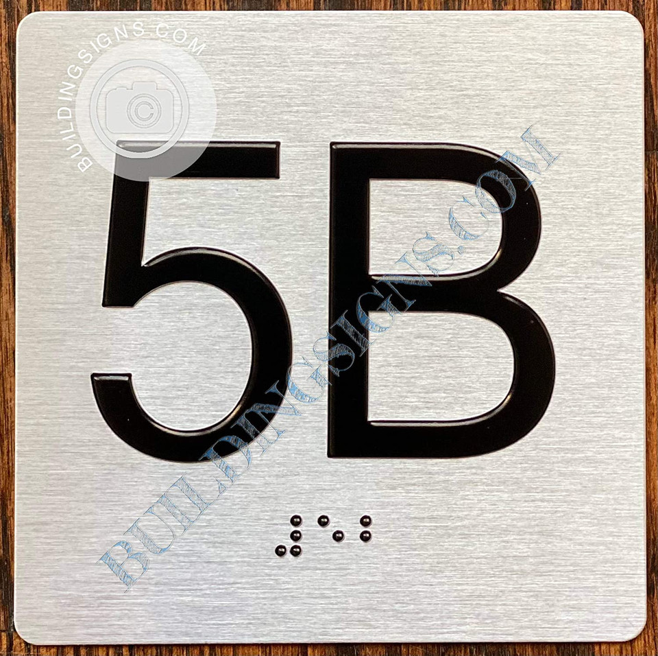 Apartment Number 5b Sign with Braille and Raised Number