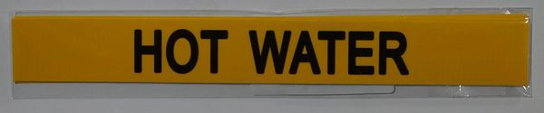 HOT WATER SIGN (STICKER ) ( YELLOW)
