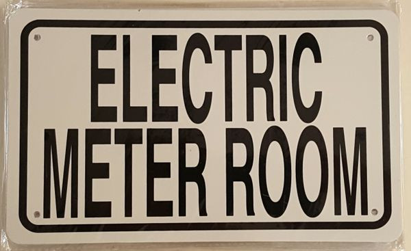 ELECTRIC METER ROOM SIGN- WHITE ALUMINUM
