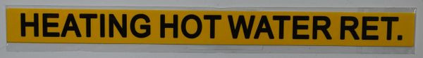 HEATING HOT WATER RET. SIGN (STICKER) YELLOW
