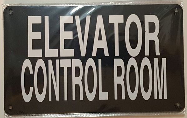 ELEVATOR CONTROL ROOM SIGN (BLACK, ALUMINUM SIGNS)