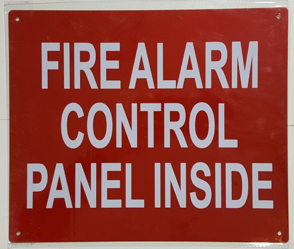 FIRE ALARM CONTROL PANEL INSIDE Sign