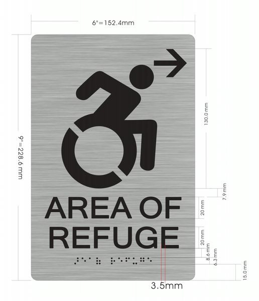 AREA OF REFUGE RIGHT SIGNTactile Signs