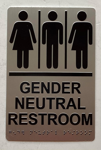 GENDER NEUTRAL RESTROOM sign Raised letters, RAISED IMAGE & Grade 2 ...