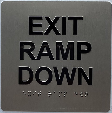 EXIT RAMP DOWN sign Raised letters & Grade 2 Braille - Includes Red ...