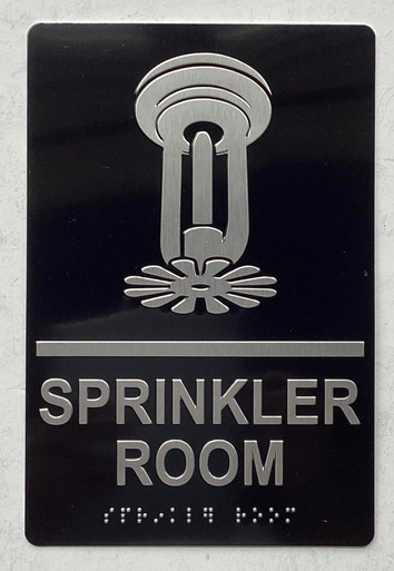 SPRINKLER ROOM SIGN Raised letters & Grade 2 Braille - Includes Red ...