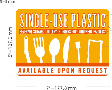 Single use Plastic sign - utensils and plastic straws available upon ...