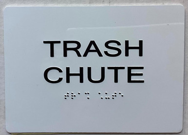 TRASH CHUTE sign with Raised letters/Image & Grade 2 Braille - Includes ...