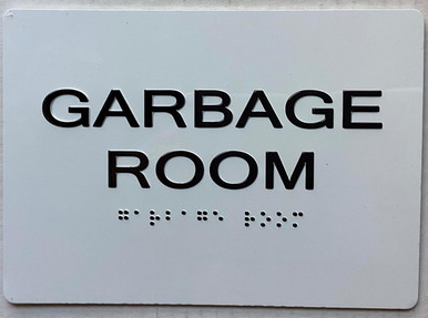 GARBAGE ROOM sign with Raised letters & Grade 2 Braille - Includes Red ...