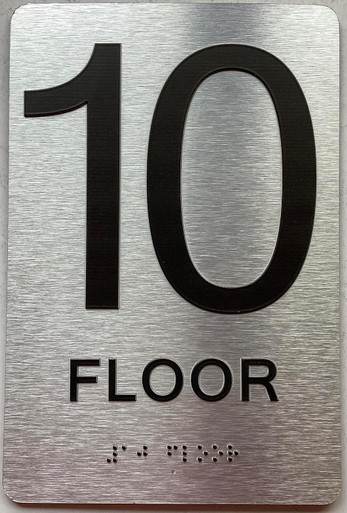 10th floor sign with Raised letters/Image & Grade 2 Braille - Includes ...