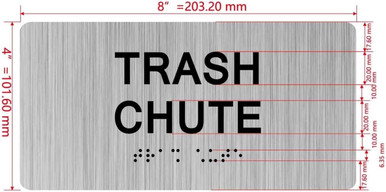 TRASH CHUTE sign with Raised letters/Image & Grade 2 Braille - Includes ...