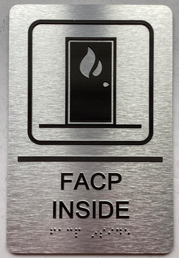 FACP INSIDE sign with Raised letters/Image & Grade 2 Braille - Includes ...