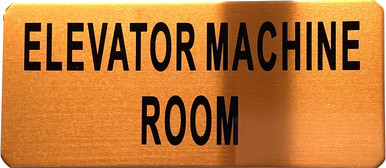 ELEVATOR MACHINE ROOM SIGN (Gold color, aluminium, Size 3.5X8 inch ...
