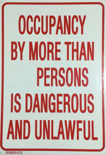 MAXIMUM OCCUPANCY __ PERSONS Sign ALUMINUM