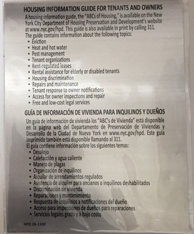 HPD HOUSING INFORMATION GUIDE SIGN