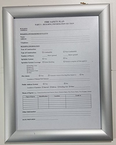 FIRE SAFETY PLAN FRAME - SILVER (STANDARD - ALUMINUM 8.5x11)