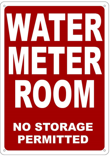 WATER METER ROOM SIGN (Red, Reflective !!, ALUMINIUM )