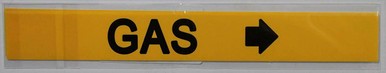 Pipe Marking- Gas Sign with Arrow (Sticker Yellow)