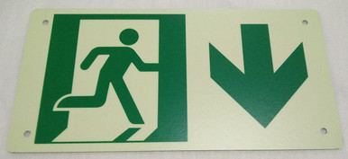 RUNNING MAN DOWN ARROW Sign - (Photoluminescent ,High Intensity
