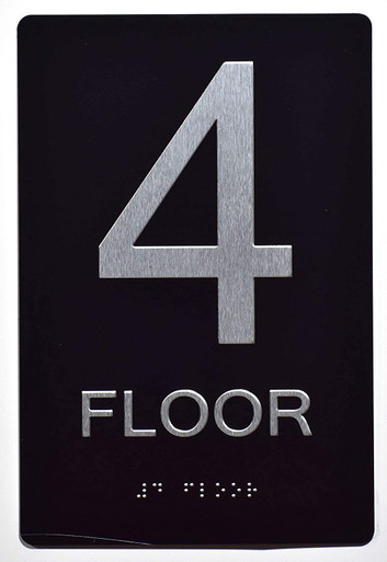 Floor Number Sign -Tactile Signs 4TH Floor Sign The Sensation line