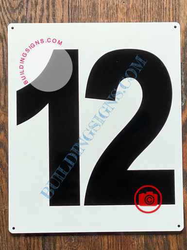 NUMBER 12 SIGN - WHITE (ALUMINUM SIGNS 12X10)- PARKING LOT NUMBER SIGN ...